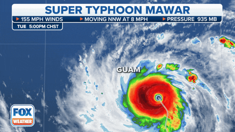 Guam Typhoon Satellite Typhoon Mawar Flips Cars, Cuts Power On Guam As